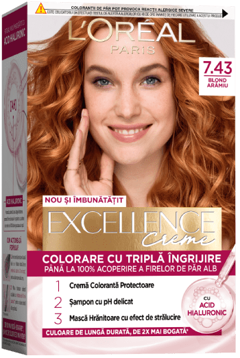 Vopsea de Păr Permanentă 7.43 Blond Arămiu
